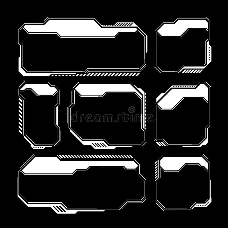 White Futuristic Hud Ui Elements Sci Fi User Interface Text Boxes Callouts Stock Vector