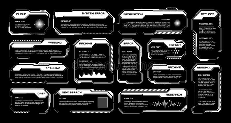 White Futuristic HUD, UI Elements. Sci-fi User Interface Text Boxes ...