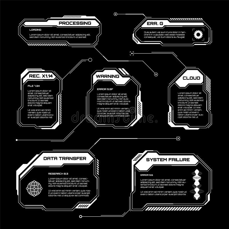 White Futuristic HUD, UI Elements. Sci-fi User Interface Text Boxes ...