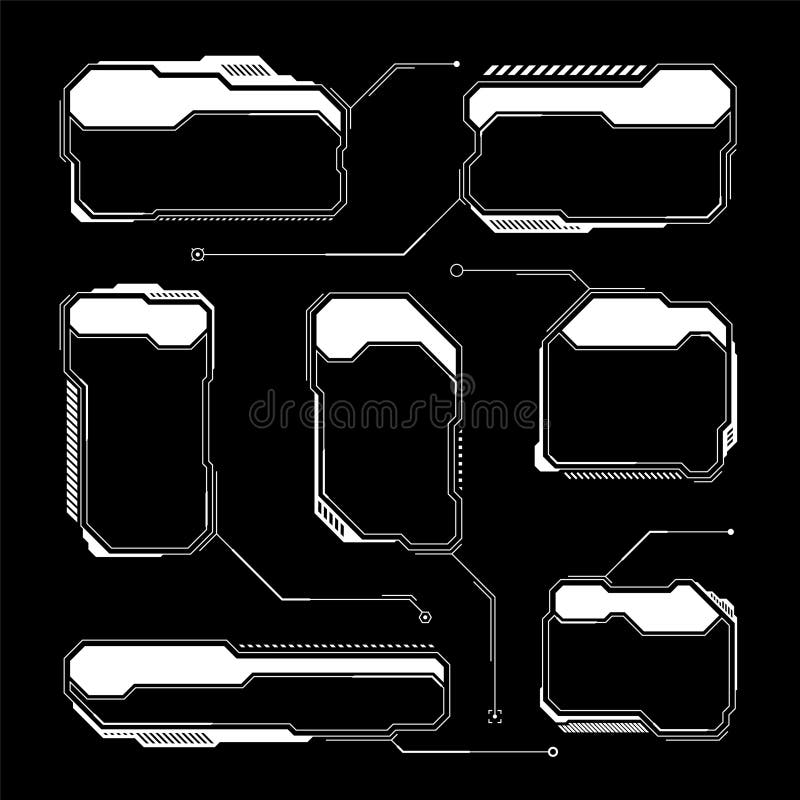 White Futuristic HUD, UI Elements. Sci-fi User Interface Text Boxes ...