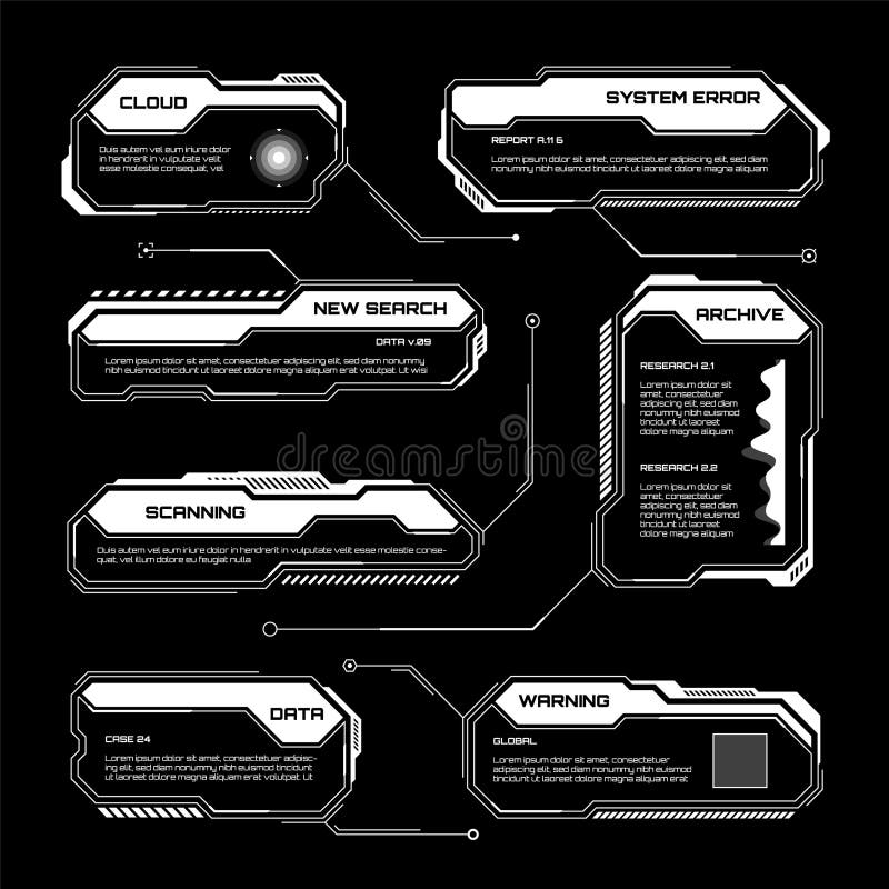 White Futuristic HUD, UI Elements. Sci-fi User Interface Text Boxes, Callouts Stock Vector ...