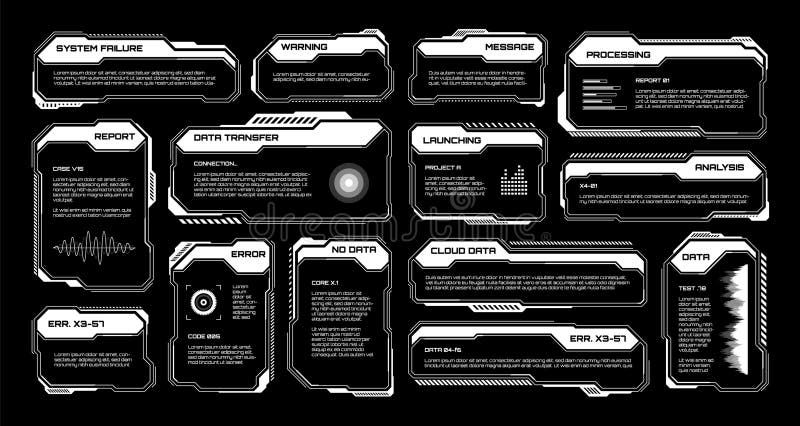 White Futuristic HUD, UI Elements. Sci-fi User Interface Text Boxes, Callouts Stock Vector ...