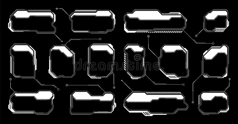 White Futuristic HUD, UI Elements. Sci-fi User Interface Text Boxes ...