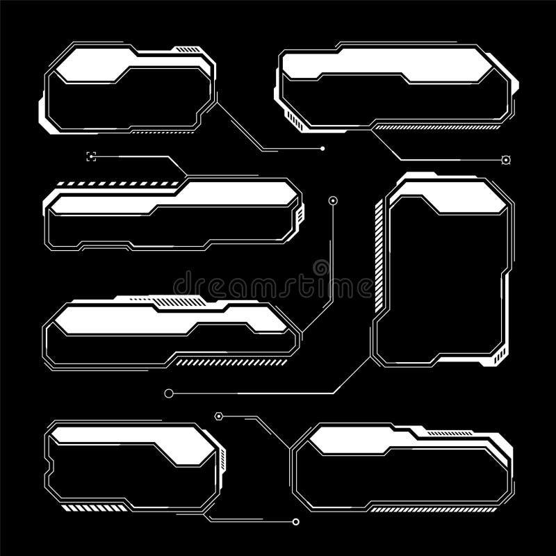 White Futuristic HUD, UI Elements. Sci-fi User Interface Text Boxes ...