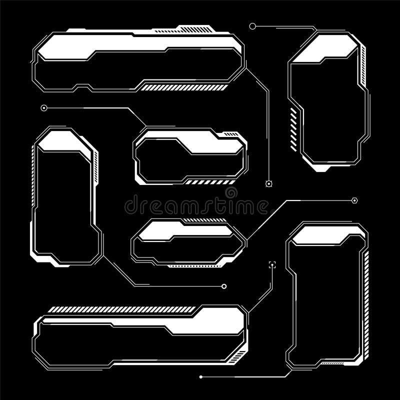 White Futuristic HUD, UI Elements. Sci-fi User Interface Text Boxes ...