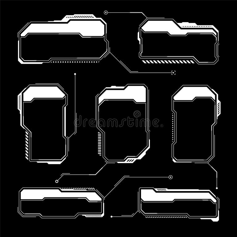 White Futuristic HUD, UI Elements. Sci-fi User Interface Text Boxes ...