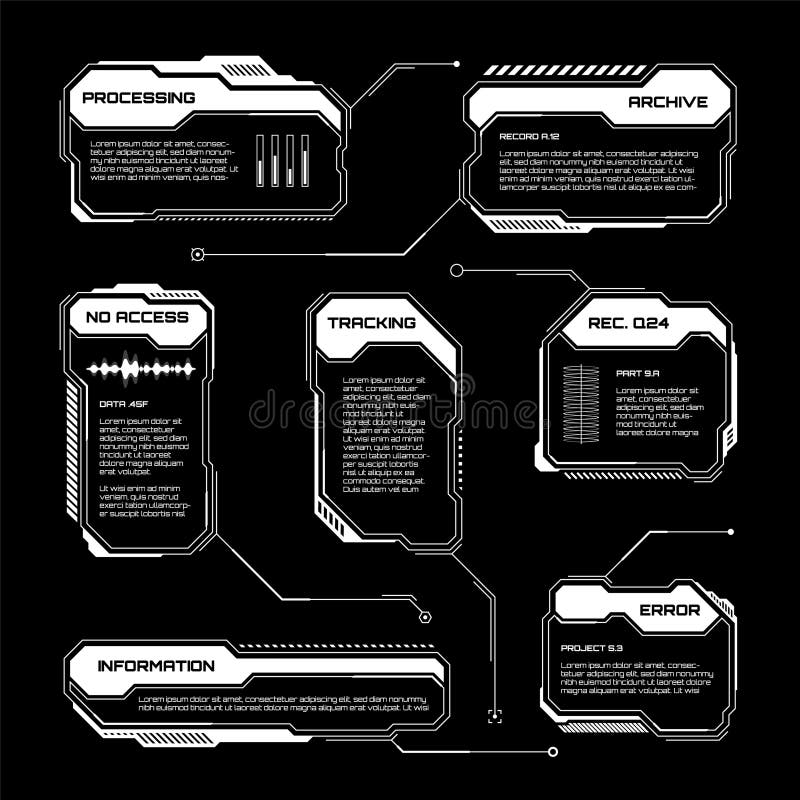 White Futuristic HUD, UI Elements. Sci-fi User Interface Text Boxes ...