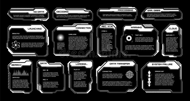 White Futuristic HUD, UI Elements. Sci-fi User Interface Text Boxes ...