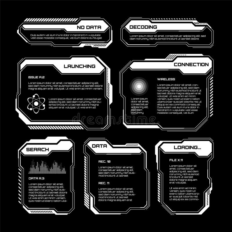 White Futuristic HUD, UI Elements. Sci-fi User Interface Text Boxes ...