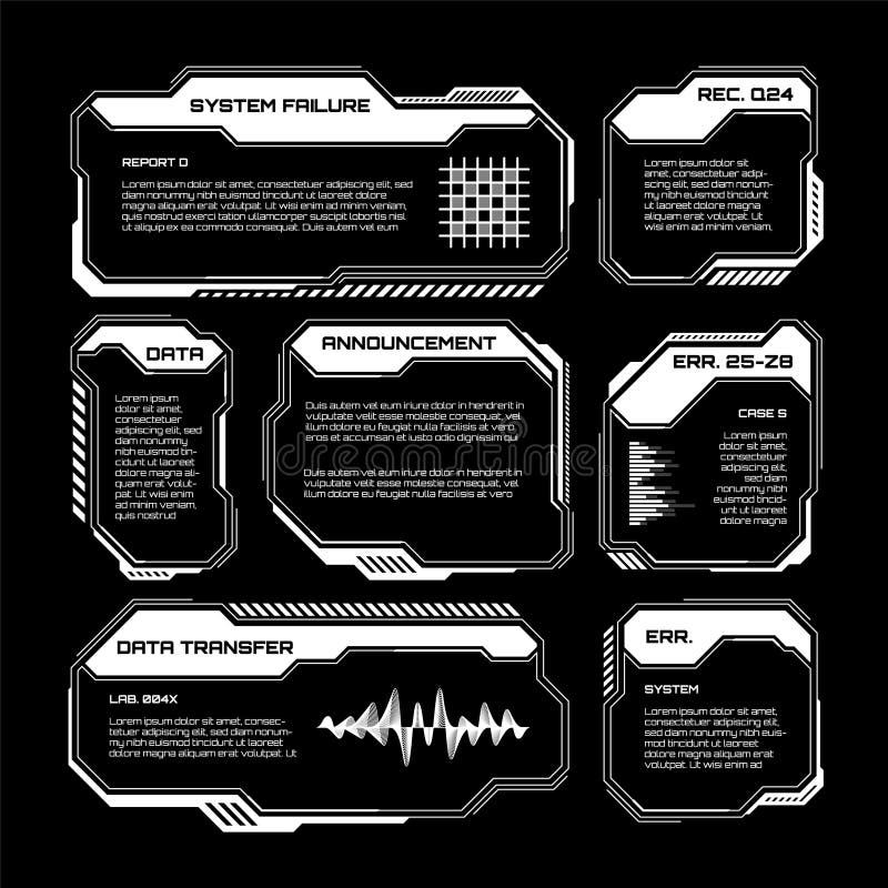 White Futuristic Hud Ui Elements Sci Fi User Interface Text Boxes Callouts Stock Vector