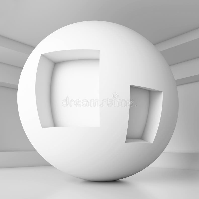 White Futuristic Interior Design Stock Illustration - Illustration of ...