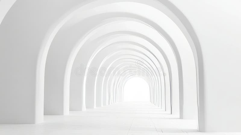 A White, Futuristic Passageway Features a Radiant and Reflective Floor ...