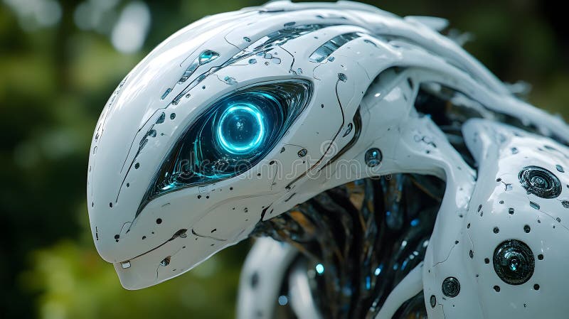 White Futuristic Robot Head 3D Illustration Stock Illustration ...