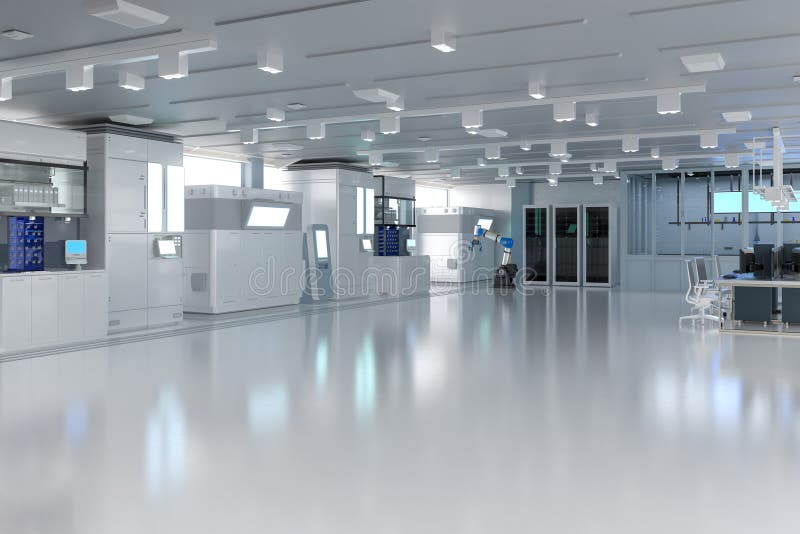 White Futuristic Semiconductor Manufacturing Factory Stock Illustration ...