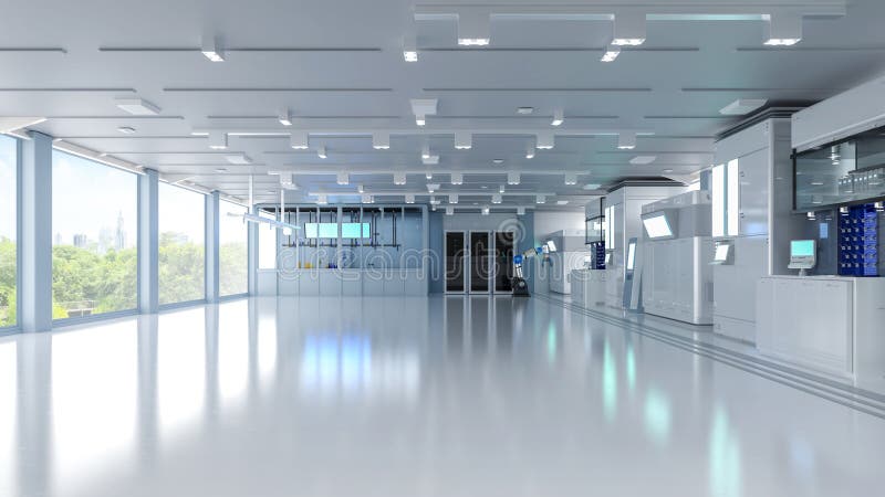 White Futuristic Semiconductor Manufacturing Factory Stock Illustration ...