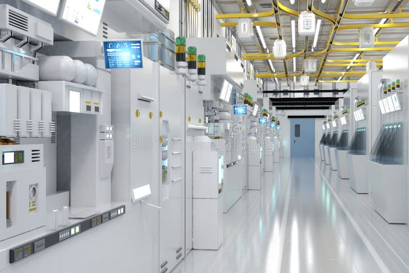 White Futuristic Semiconductor Manufacturing Factory or Laboratory ...