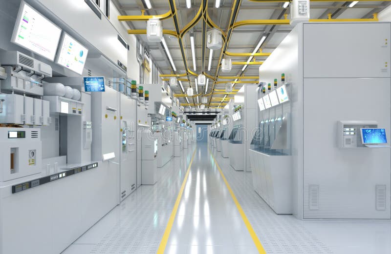 White Futuristic Semiconductor Manufacturing Factory or Laboratory ...