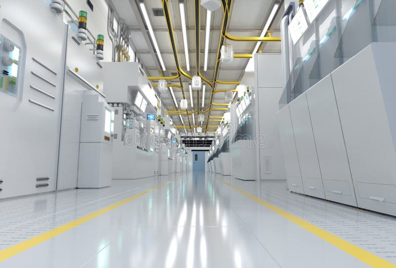 White Futuristic Semiconductor Manufacturing Factory or Laboratory ...