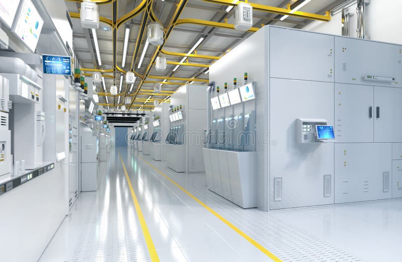 White Futuristic Semiconductor Manufacturing Factory or Laboratory ...