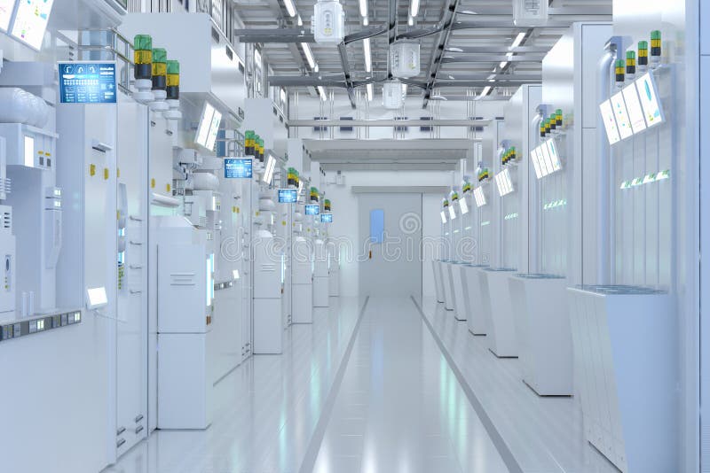 White Futuristic Semiconductor Manufacturing Factory or Laboratory ...