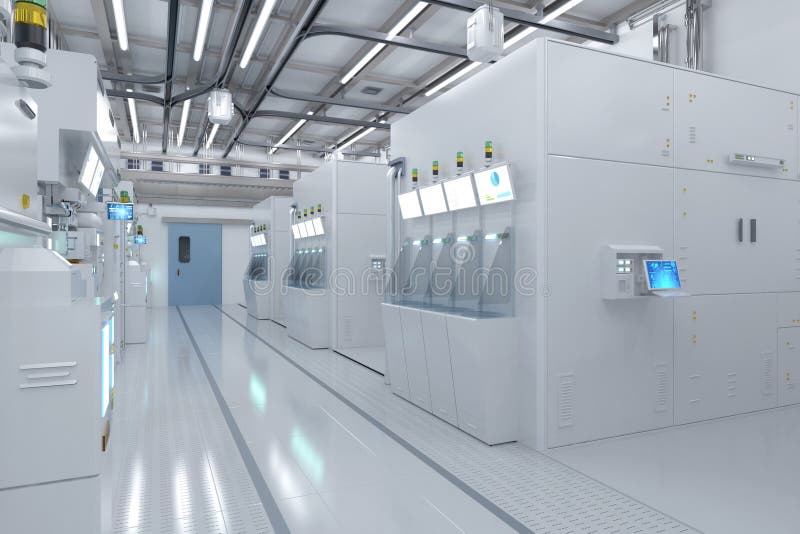 White Futuristic Semiconductor Manufacturing Factory or Laboratory ...