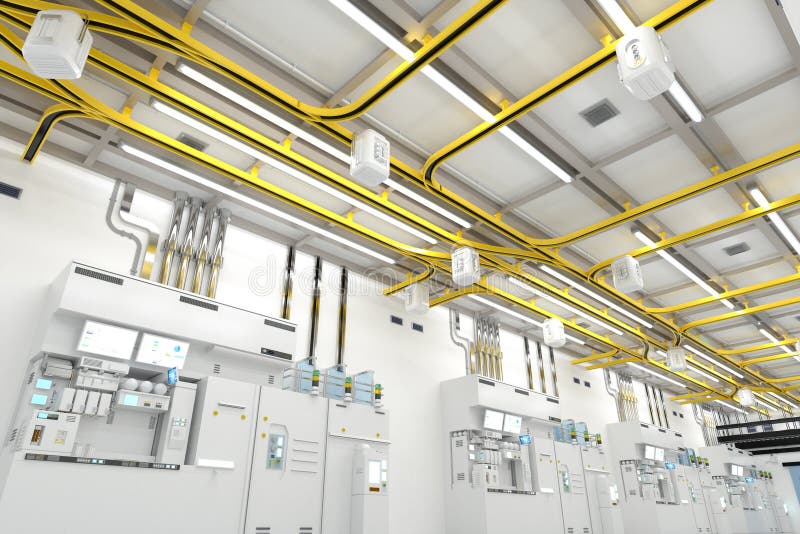 White Futuristic Semiconductor Manufacturing Factory or Laboratory ...