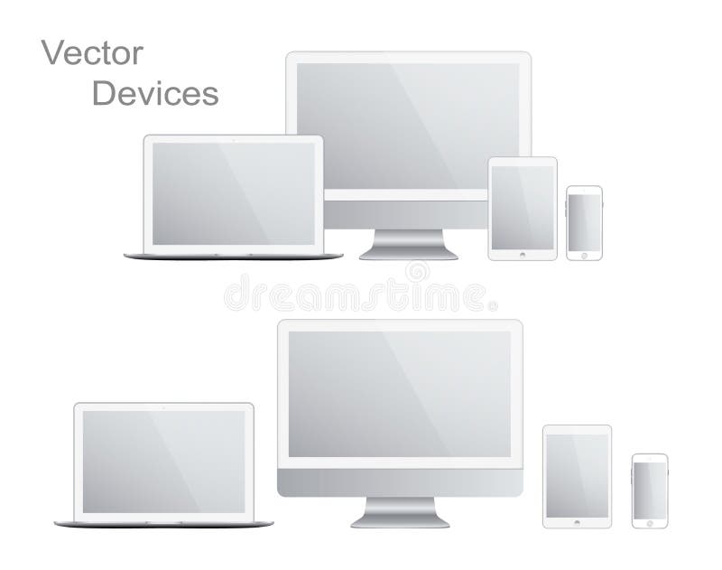 White Gadgets and Devices, Realistic Vector Illustration Stock Vector ...