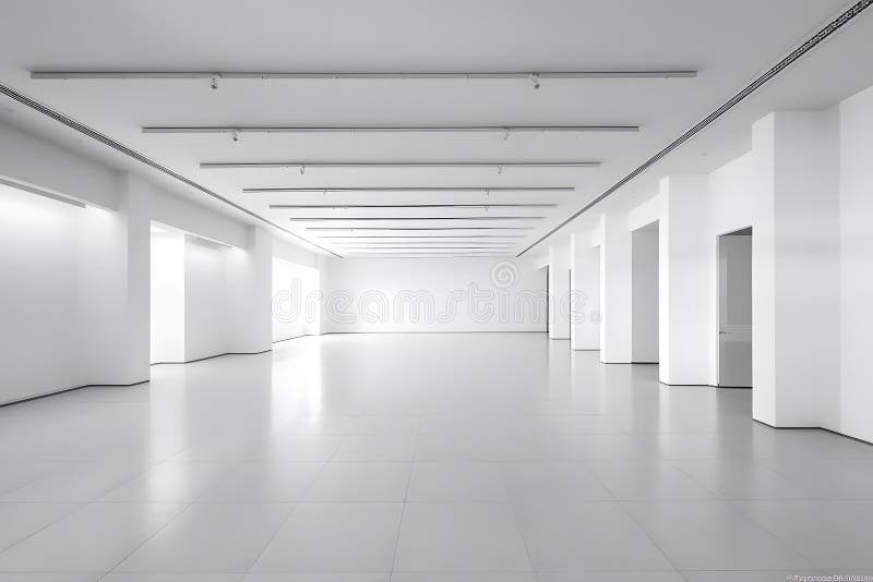 White Gallery Room Interior. Neural Network AI Generated Stock ...