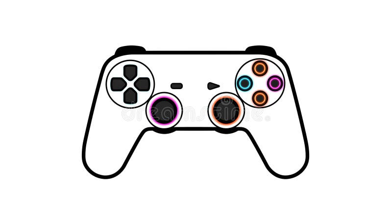 White Game Controller with Colorful Accents on a Plain White Background ...