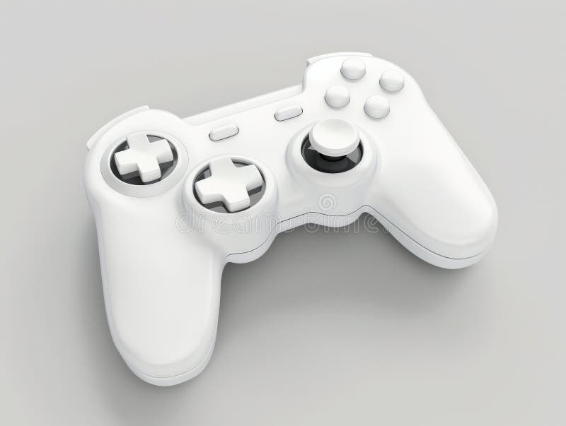 White Game Controller on Neutral Background Stock Image - Image of ...