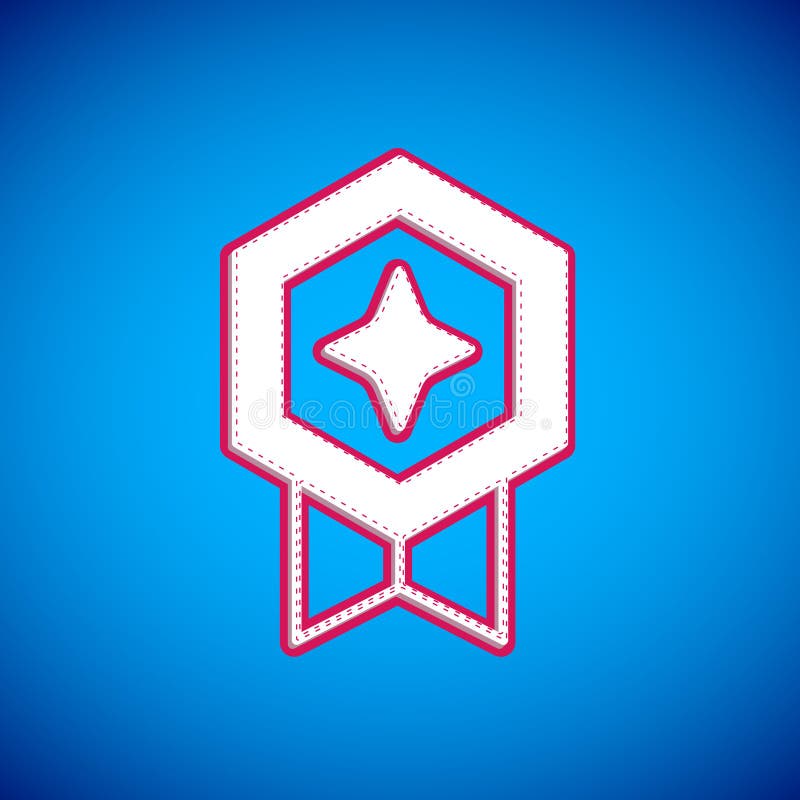 White Game Rating with Medal Icon Isolated on Blue Background. Level ...