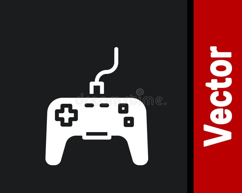 White Gamepad Icon Isolated on Black Background. Game Controller Stock ...