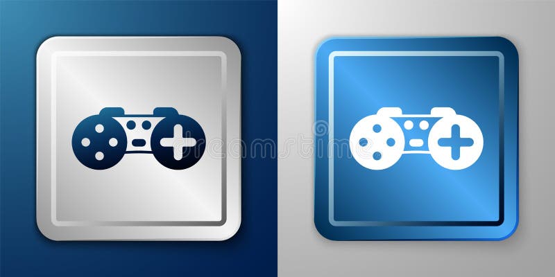 White Gamepad Icon Isolated on Blue and Grey Background. Game ...