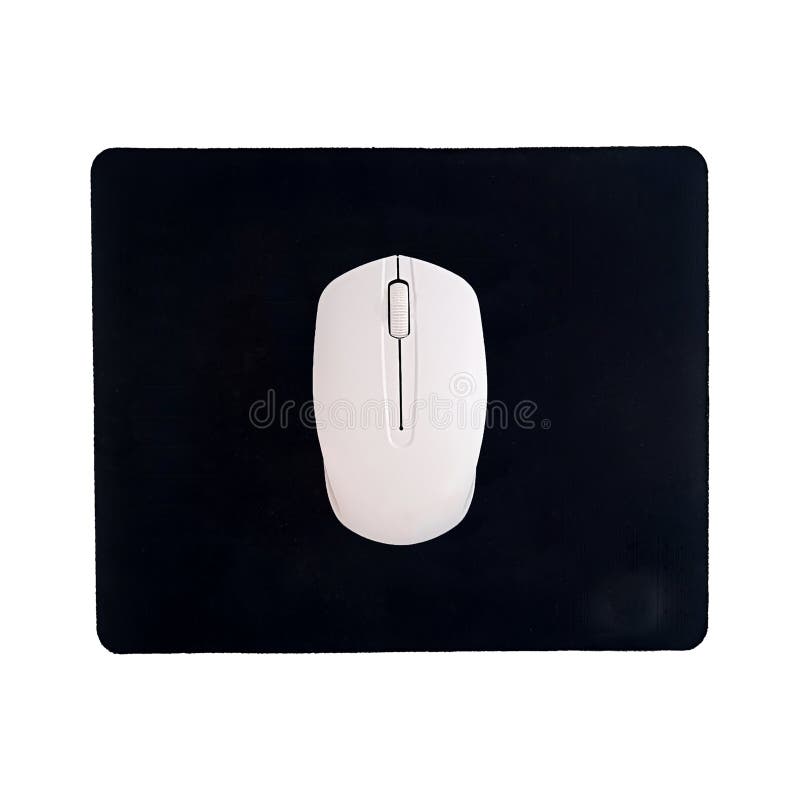 White Gaming Mouse on Black Mat on White Background Stock Image - Image ...