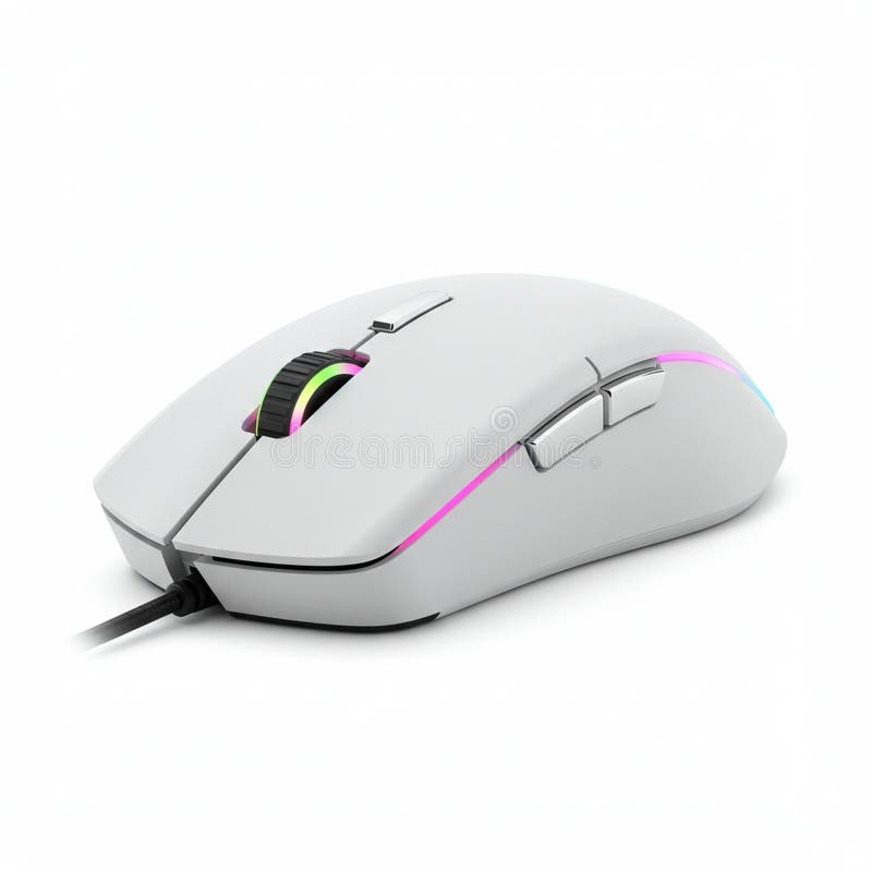 White Gaming Mouse with RGB Lighting Accents. Features a Scroll Wheel ...