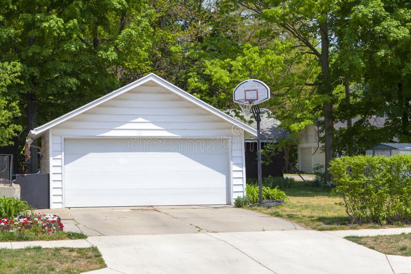 White Garage Door stock photo. Image of residence, handle - 41700270