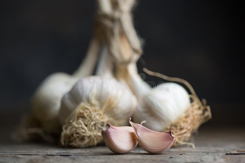 White garlic on table stock photo. Image of businesses - 56397926