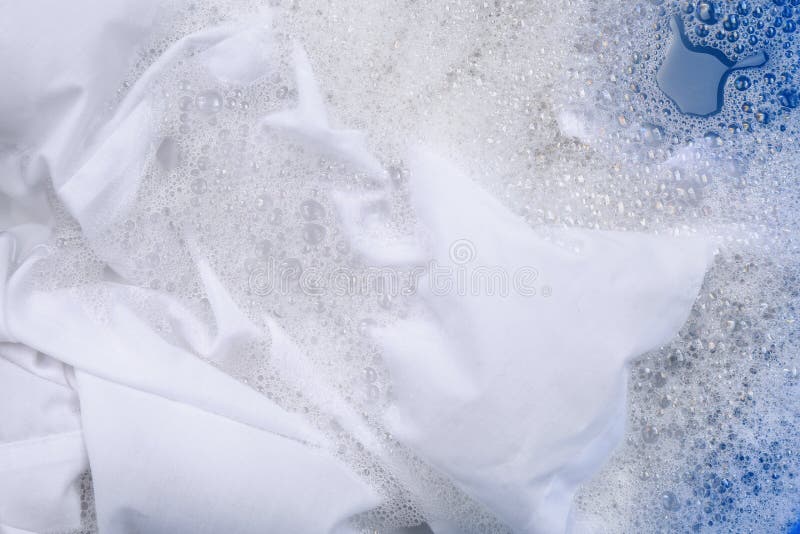 White Garment in Suds, Closeup. Hand Washing Laundry Stock Image ...