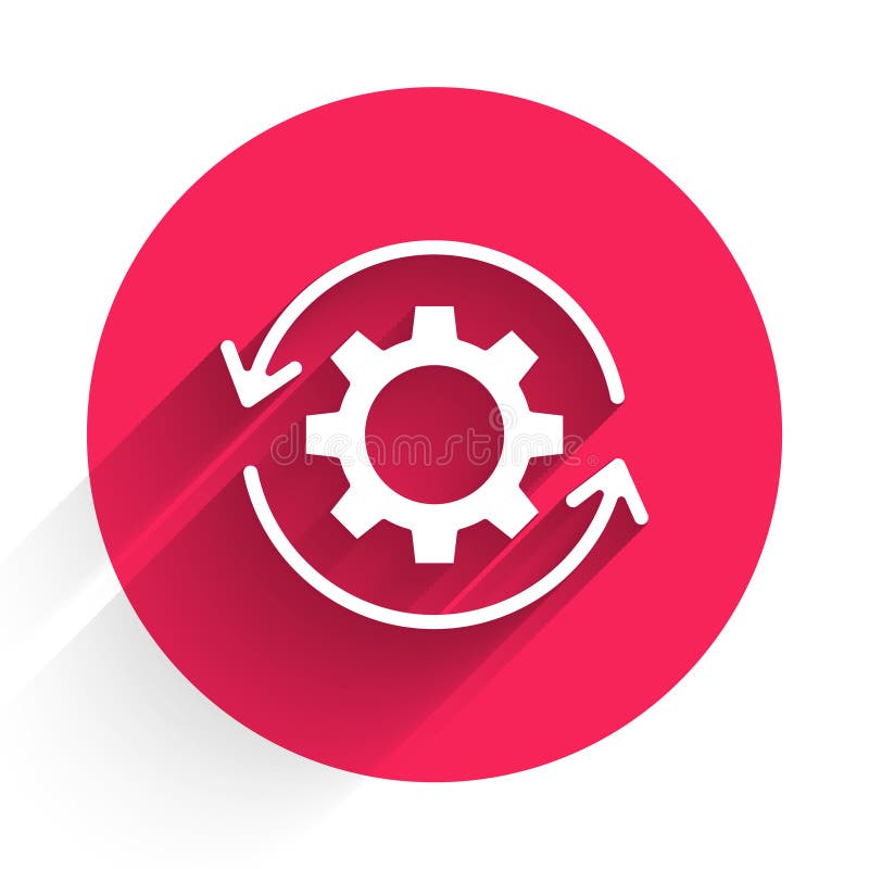 White Gear and Arrows As Workflow Concept Icon Isolated with Long ...