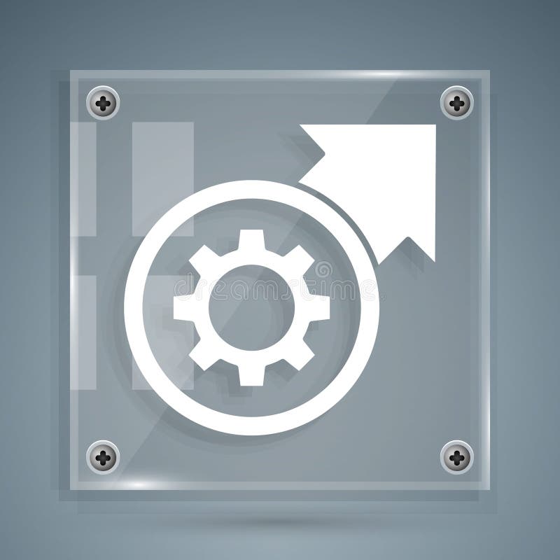 White Gear and Arrows As Workflow Process Concept Icon Isolated on Grey ...
