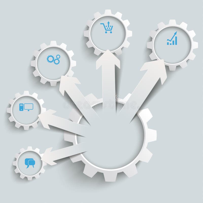 White Gear Paper Arrows Growth Gears Stock Vector - Illustration of ...