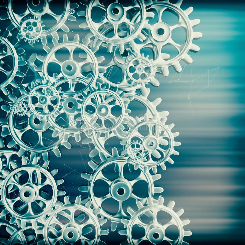 White gears and cogs macro stock illustration. Illustration of closeup ...