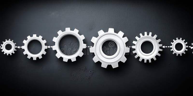 White Gears on Dark Background Representing Industry, Engineering, and ...