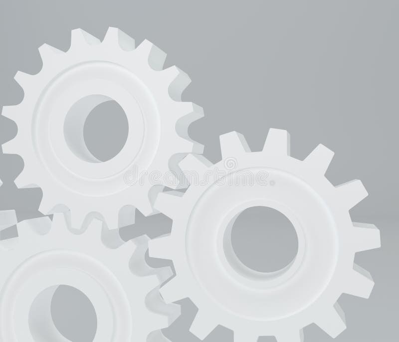 White Gears on the Gray Background. 3d Rendering for Design Stock ...