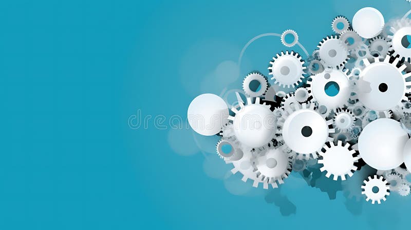 White Gears Intermeshed on a Blue Background Stock Illustration ...