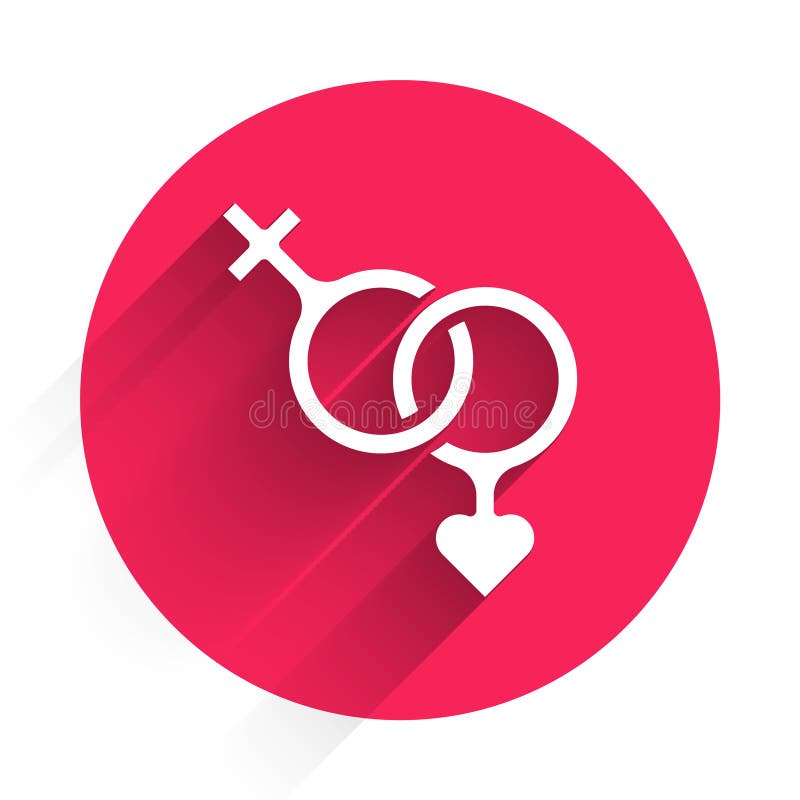 White Gender Icon Isolated With Long Shadow Background Symbols Of Men And Women Sex Symbol