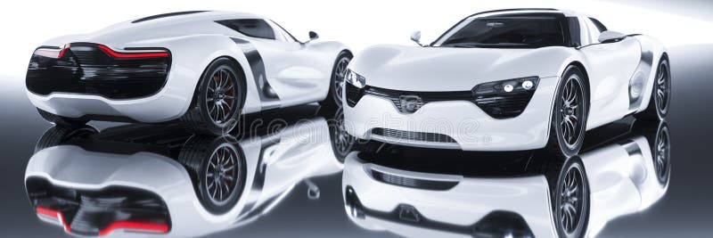 White Generic Sports Car 3d Render Stock Illustration - Illustration of ...