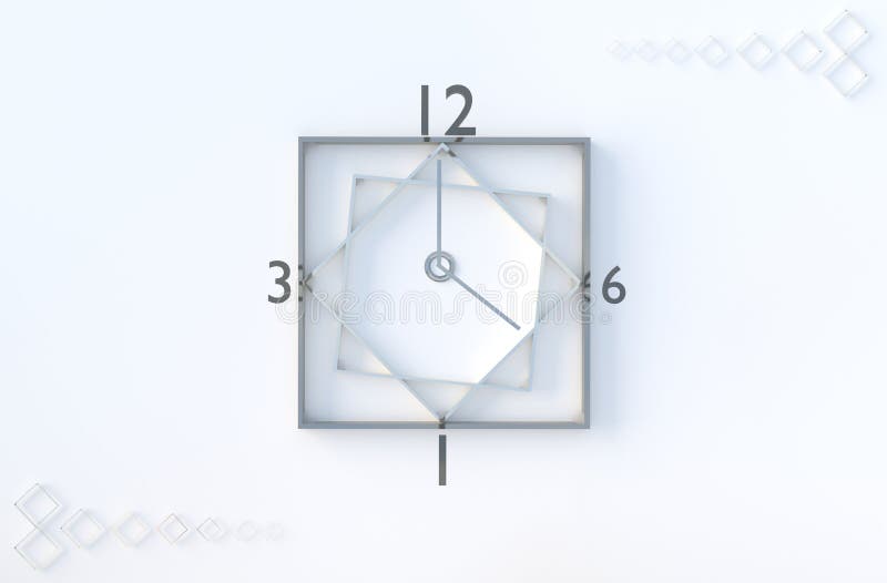 White Geometric Clock Cube Shapes Background. Realistic 3D Render ...