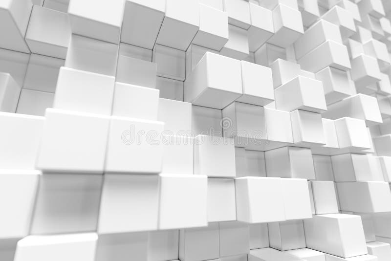White Geometric Cube, Cubical, Boxes, Squares Form Abstract Background ...