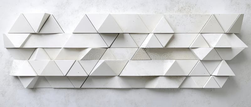 White Geometric 3D Wall Panel with Triangles in a Staggered Pattern ...